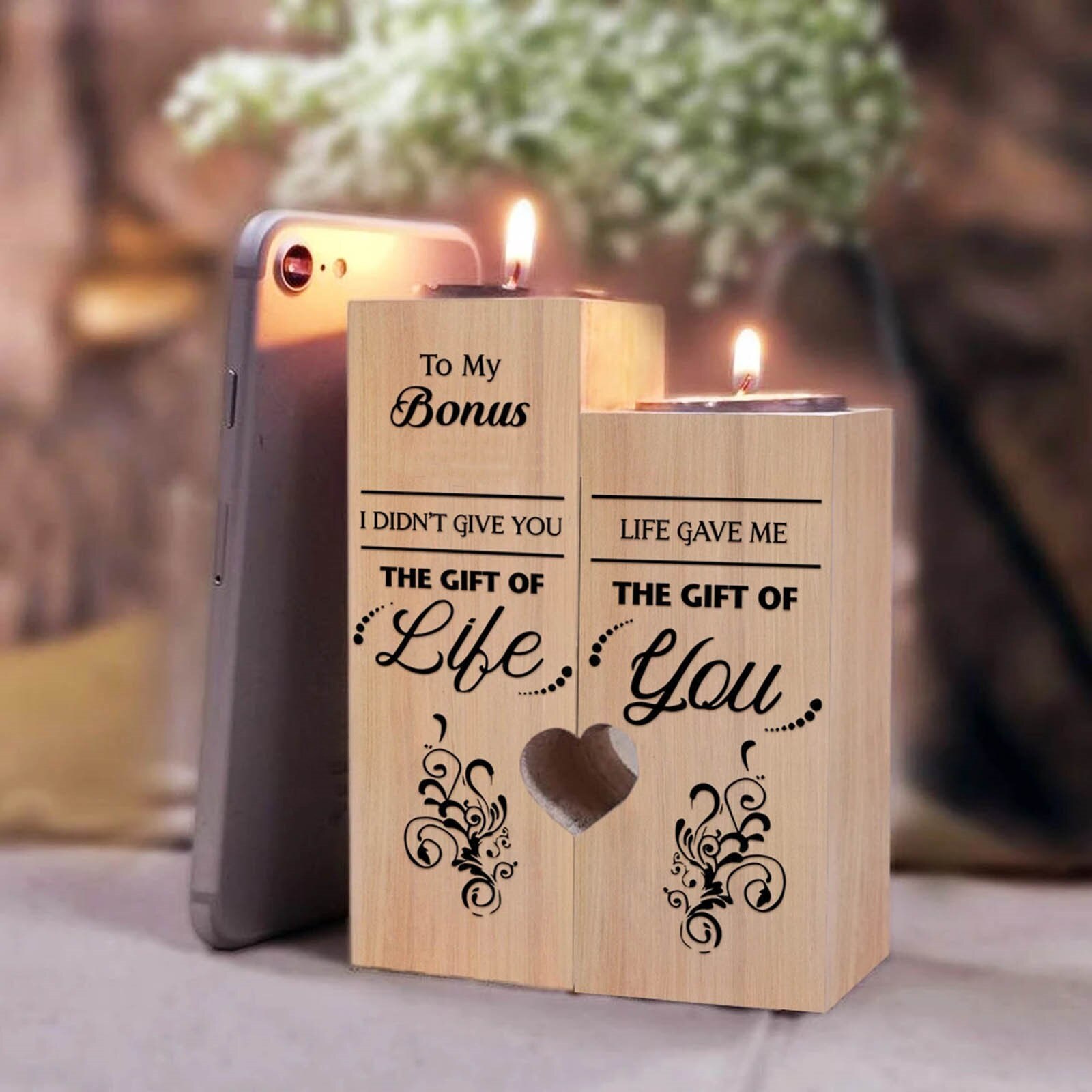 Kandelaar Houten Kandelaar Valentijnsdag Aanwezig ... – Vicedeal