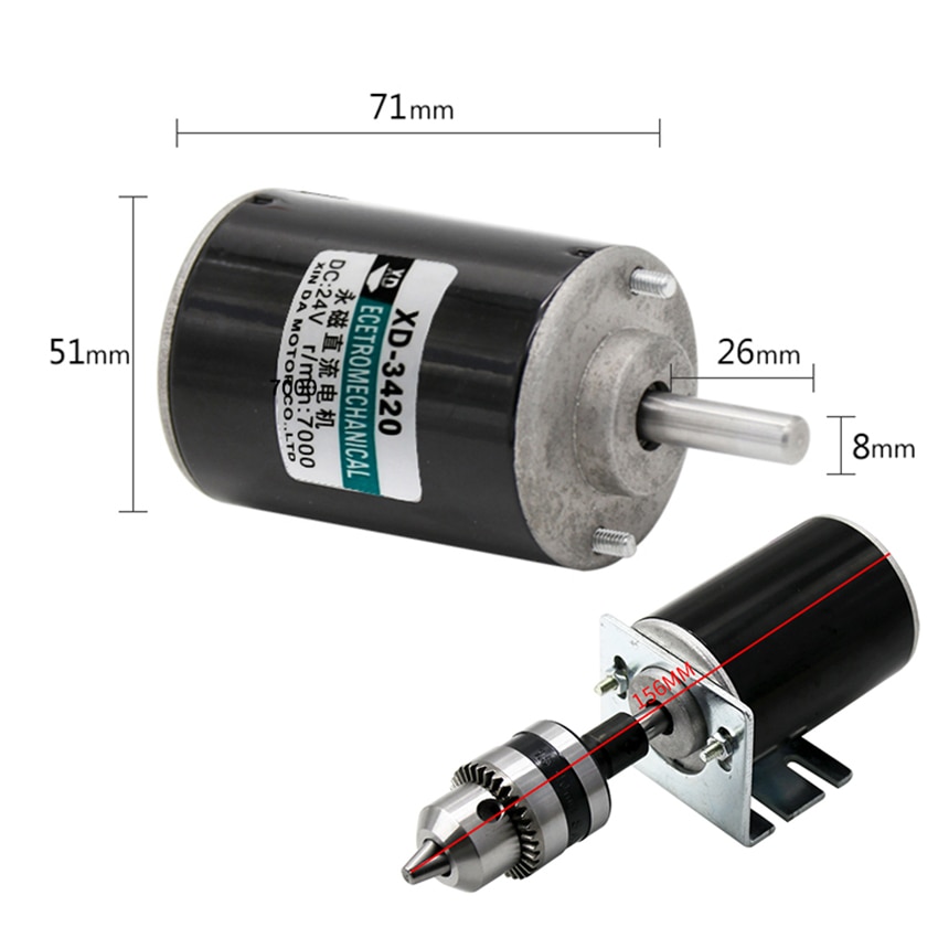 12V 3500RPM Permanent Magnet DC Motor, 24V 7000 RP... – Grandado