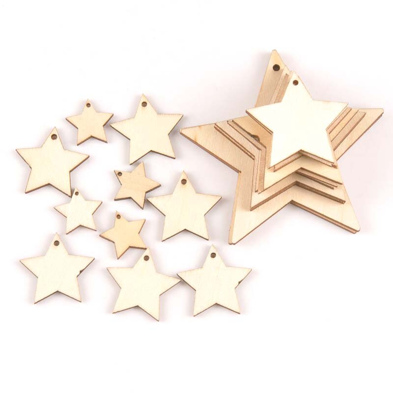Natural Wooden Star pentant Handmade Diy Scrapbook... – Grandado