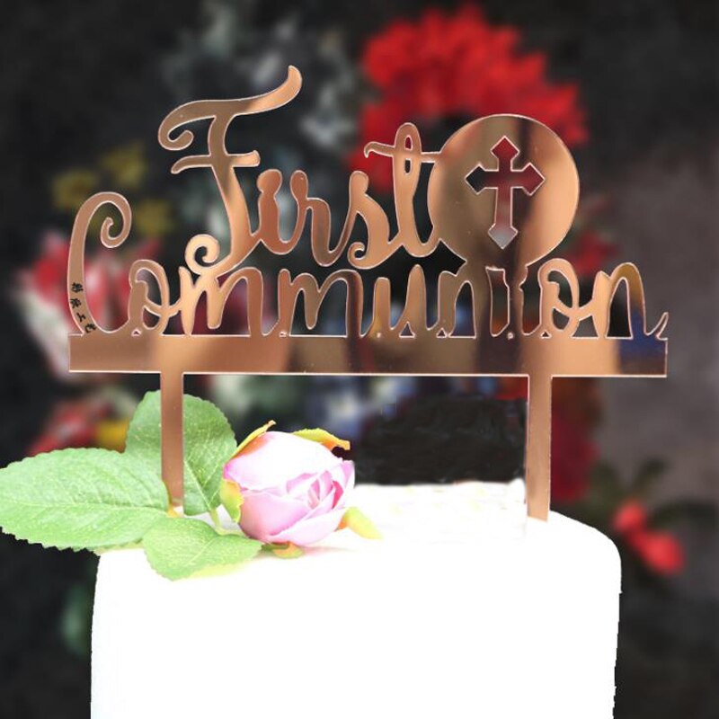 1 Pcs First Communion Acrylic Cake Topper Mirror R... – Vicedeal