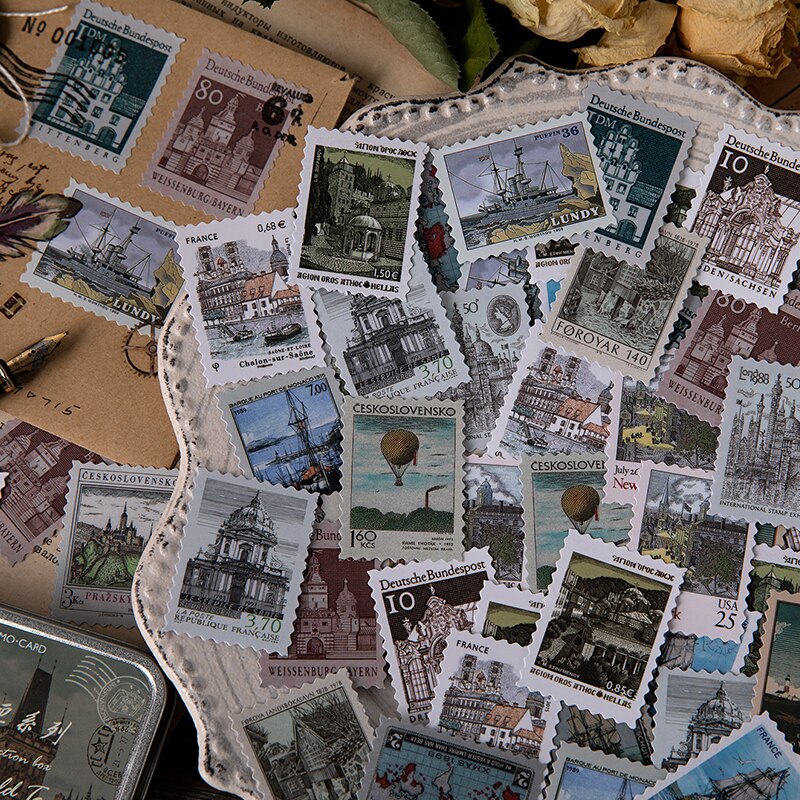 60pcs Vintage poster flower insect stamp paper sti... – Grandado