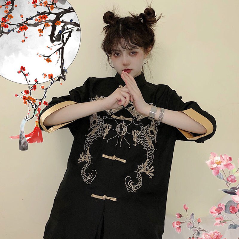 Traditional Chinese Hanfu Cheongsam Jackets Dragon... – Vicedeal