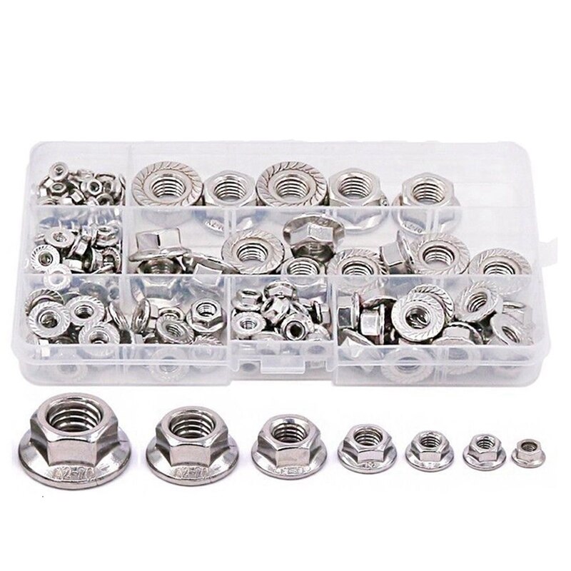 140PCS Stainless Steel Hexagon Flange Lock Nut M3-... – Grandado