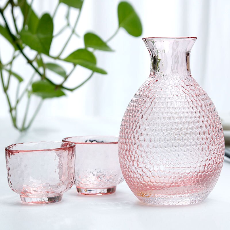 Japanese sake cup pink hammer pattern glass wine p... – Vicedeal