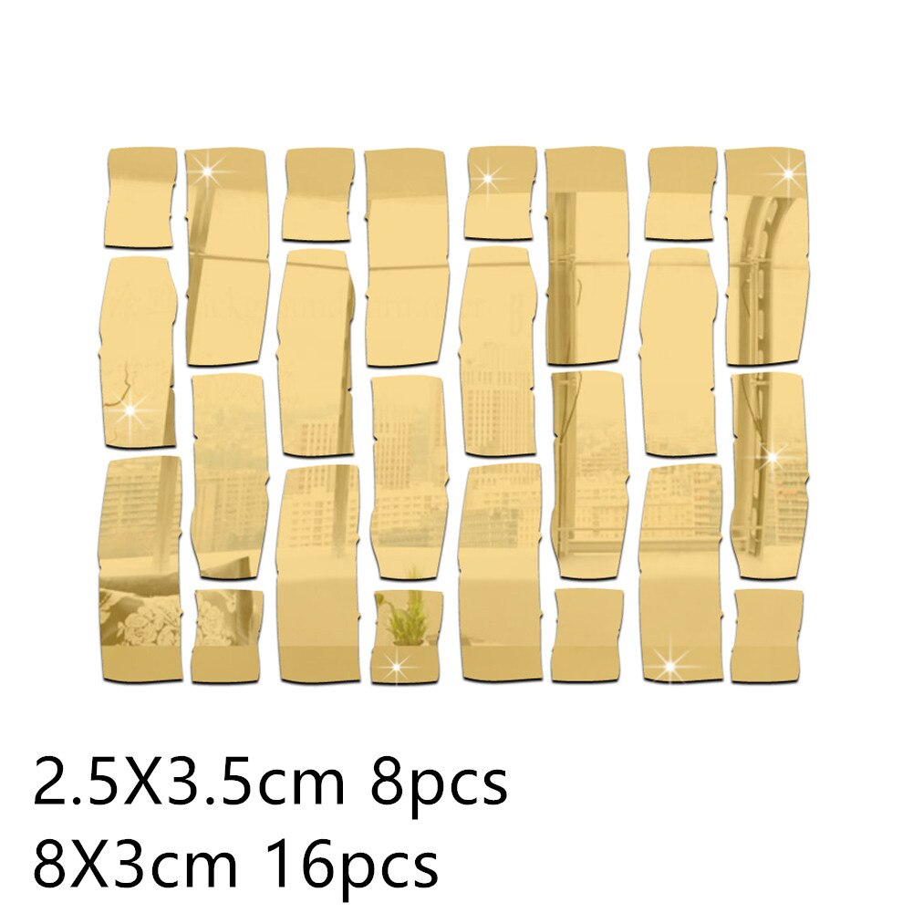 24 Pcs Wall Stickers Mirror Stickers Decal 3D Wall... – Grandado