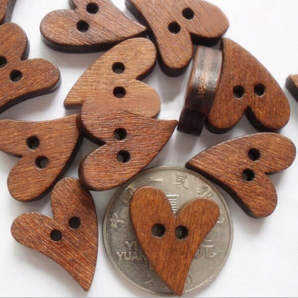 Sewing Buttons Heart Shape Wooden Buttons Craft Sc... – Grandado