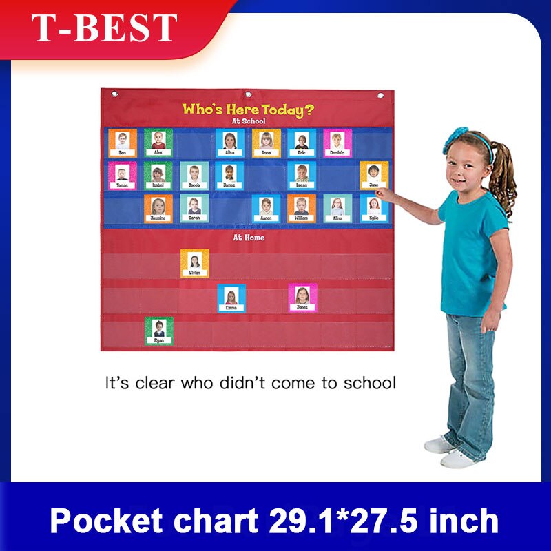School Classroom Attendance Pocket Chart with 72 C... – Grandado