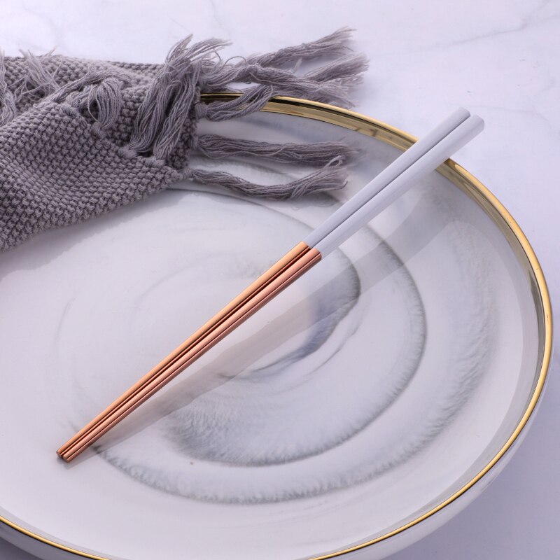 1Pair Luxury 304 Stainless Steel Square Chopsticks... – Grandado
