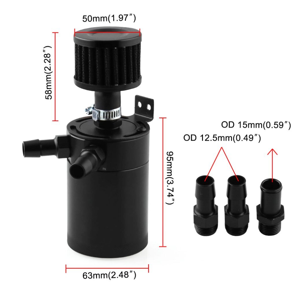 Compact Baffled Oil Catch Can 2-Port 2-hole Ventil... – Grandado Compact Baffled Oil Catch Can 2-Port 2-hole Ventil... – Grandado