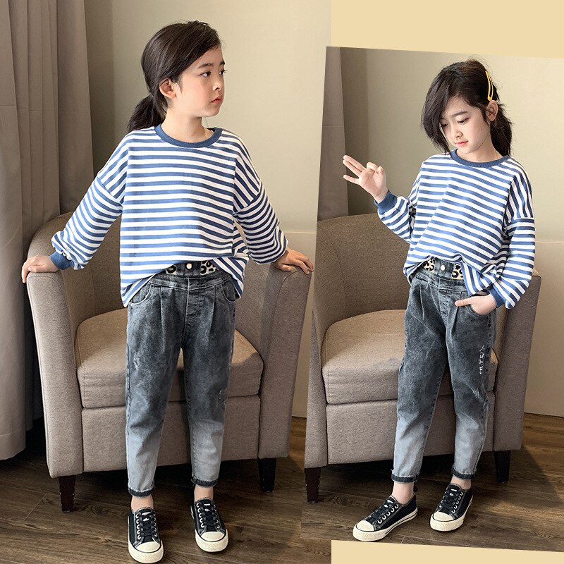 6-16 Years Kids Girls Jeans Spring Fall Casual Sli... – Grandado