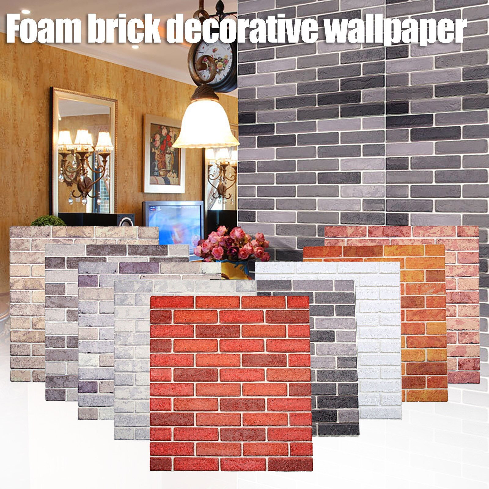 Pe Foam 3d Diy Wall Decor Embossed Brick Stone Col... – Vicedeal