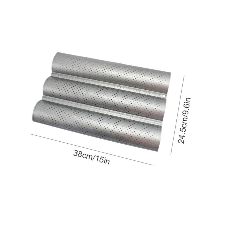 3 Grid Silver Baguette Mold Wavy French Bread Pan ... – Vicedeal