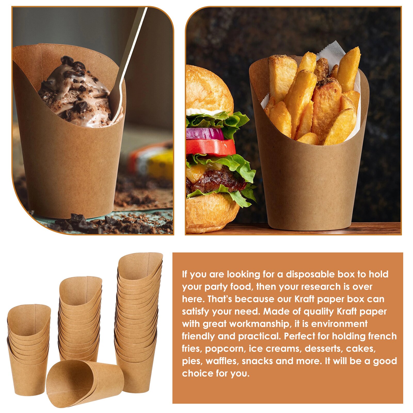 100pcs Kraft Paper Potato Chips Box Disposable Pap... – Grandado