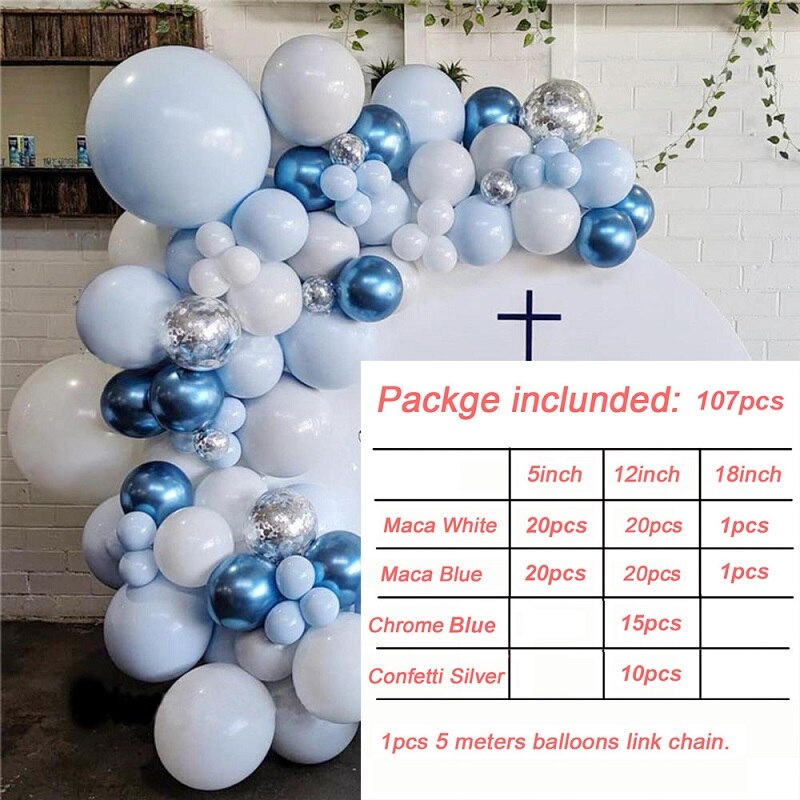 Ohoho Latex Macaron Blue Balloons Garland Arch Kit... – Grandado