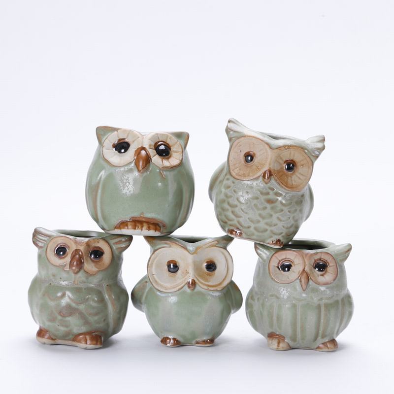 Cute Ceramic Owl Shape Pot Succulent Plants Pots F... – Grandado