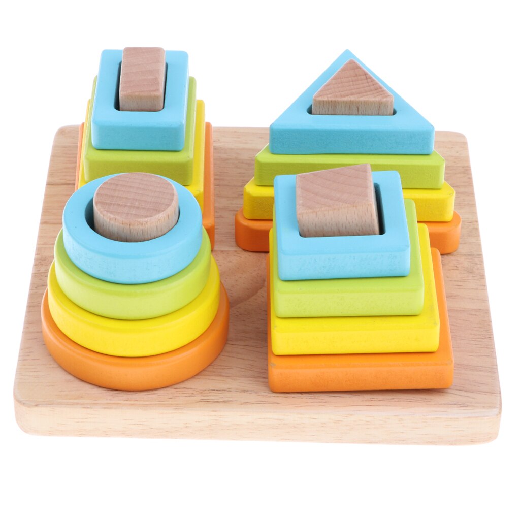 Baby Toddler Wooden Color Shape Sort Toy Stacking ... – Vicedeal