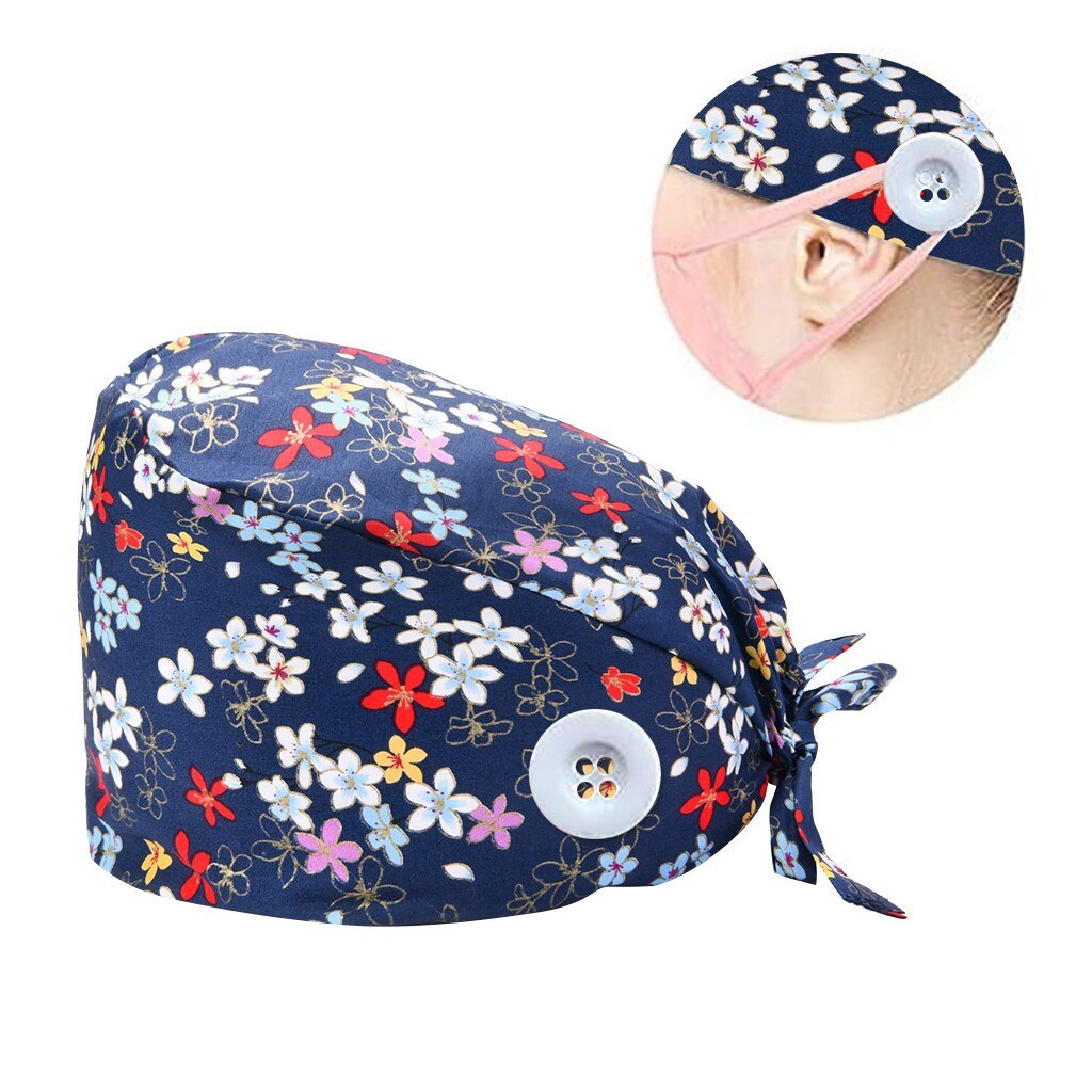 25# Nurse Cap Gorro Quirúrgico Cotton Print Work H... – Grandado