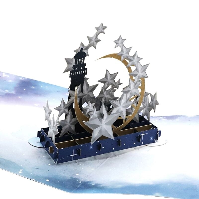 3D Pop Up Star Moon Greeting Cards Postcards Invit... – Grandado