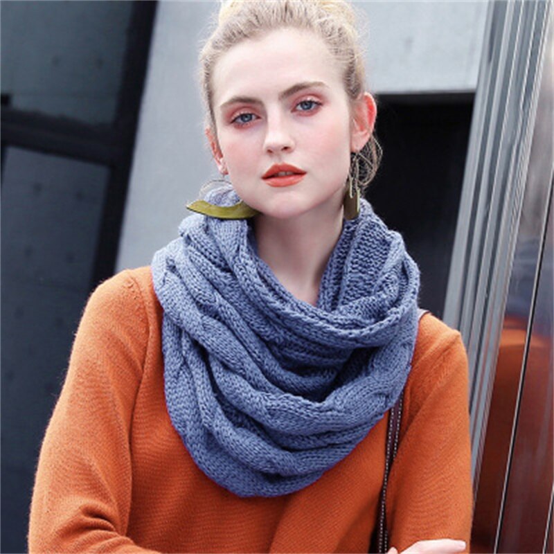 Winter Cable Ring Scarf Women Knitting Infinity Sc... – Grandado