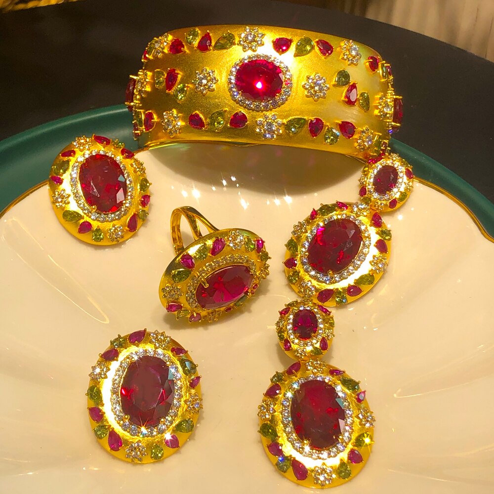 GODKI Luxury 3PCS Open Bangle Ring Earrings Set Fo... – Grandado