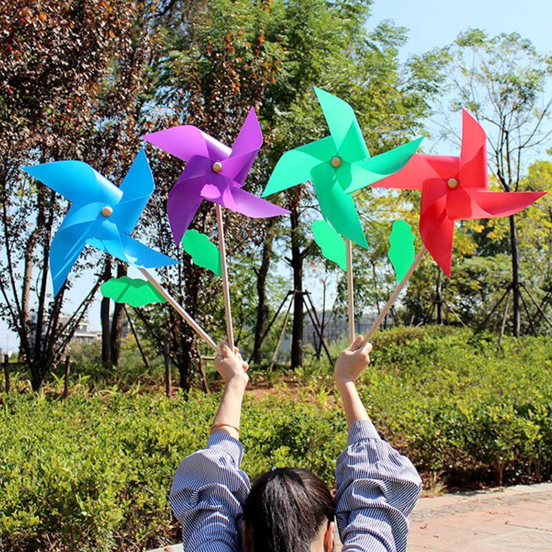 Plastic Windmill Wind Spinner Wood Handle Kids Toy... – Grandado