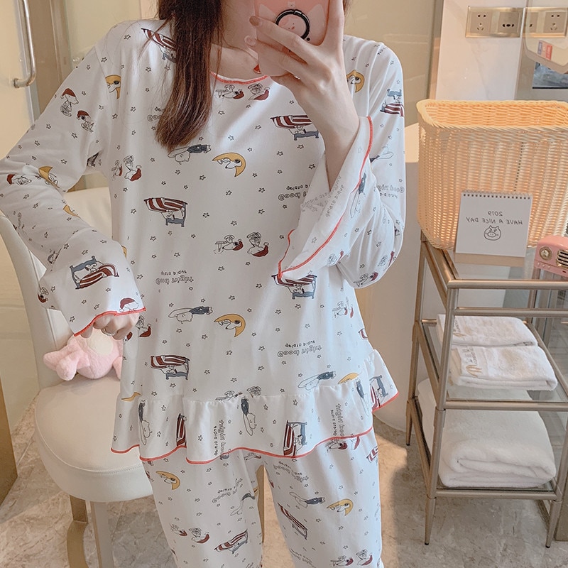 Spring printed home service pajamas women's casual... – Grandado