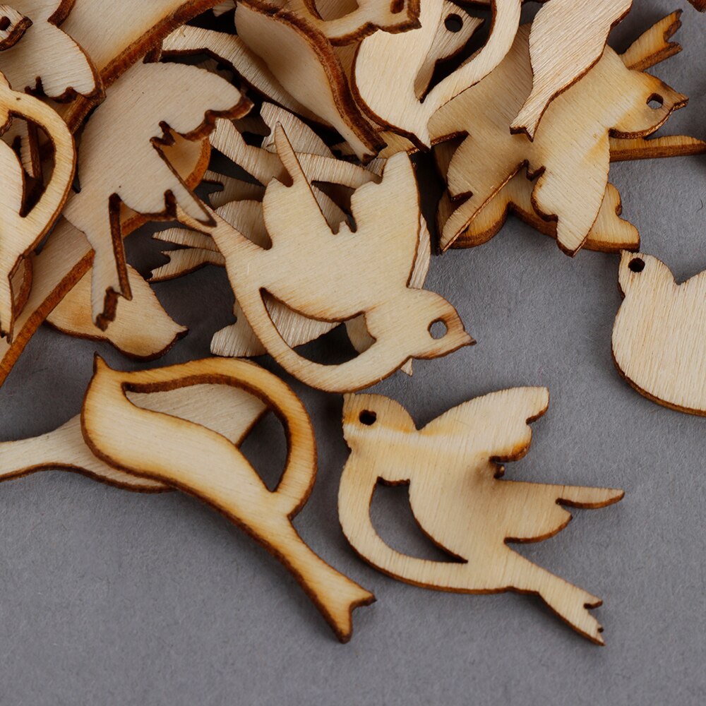 50PCS/set Mixed Birds Shape Wooden Craft Scrapbook... – Grandado