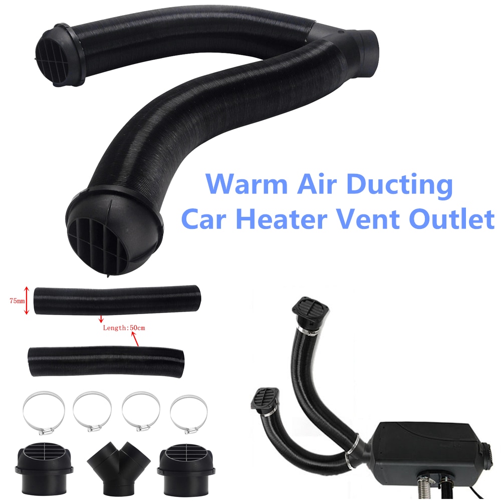 Black 75mm Car Heater Pipe Duct + Car Heater Air O... – Vicedeal