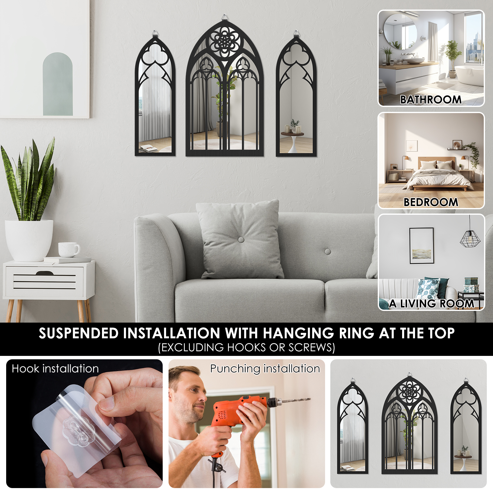 8 Styles Gothic Mirrors Wall Decor Vintage Cathedr... – Vicedeal