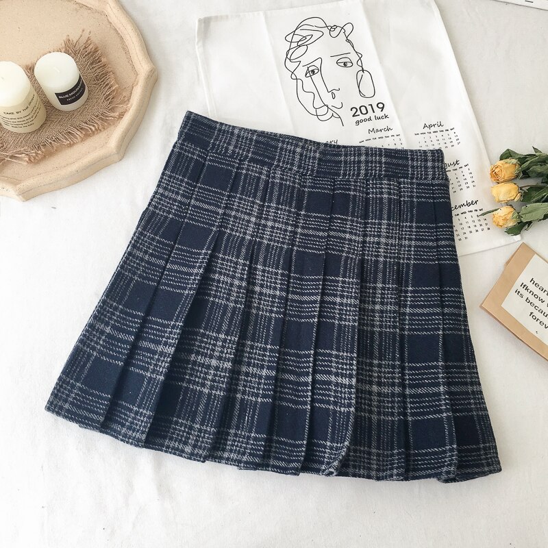 spring Japanese loli retro plaid high waist pleate... – Grandado