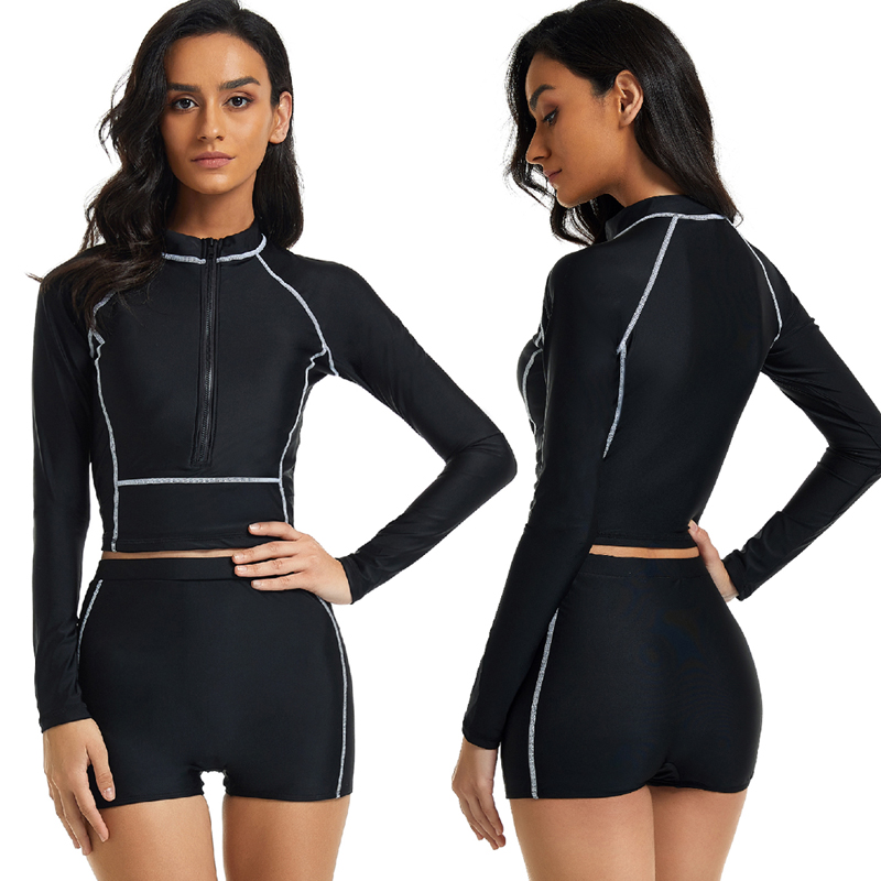 Dame Twee Stukken Badpak Print Lange Mouwen Vrouwe... – Vicedeal