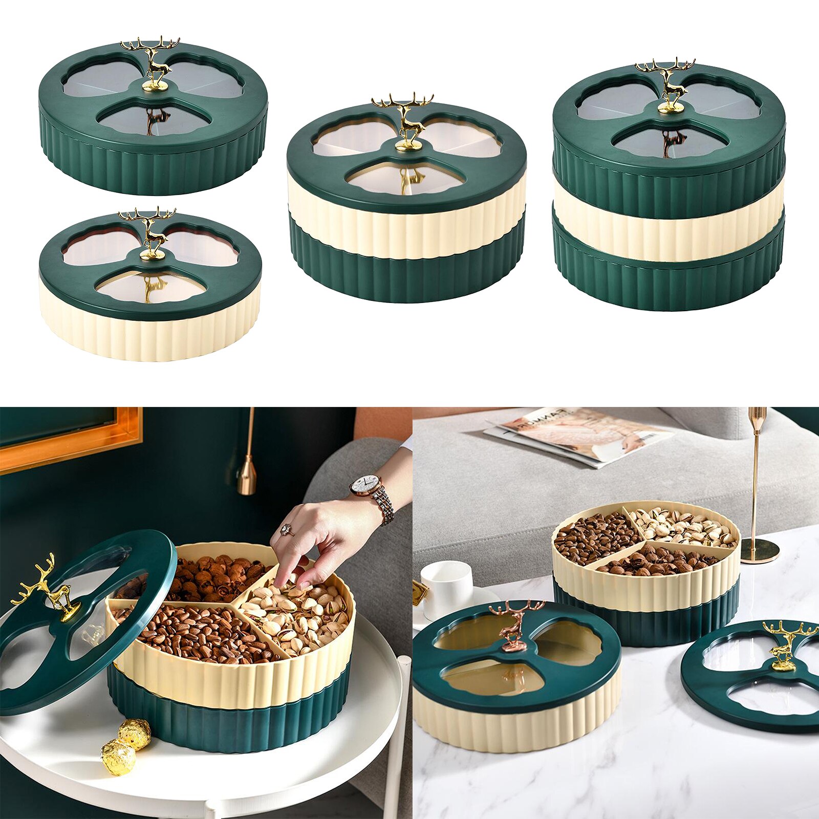 1/2/ Rotating Snack Containers Nut Serving Platter... – Grandado