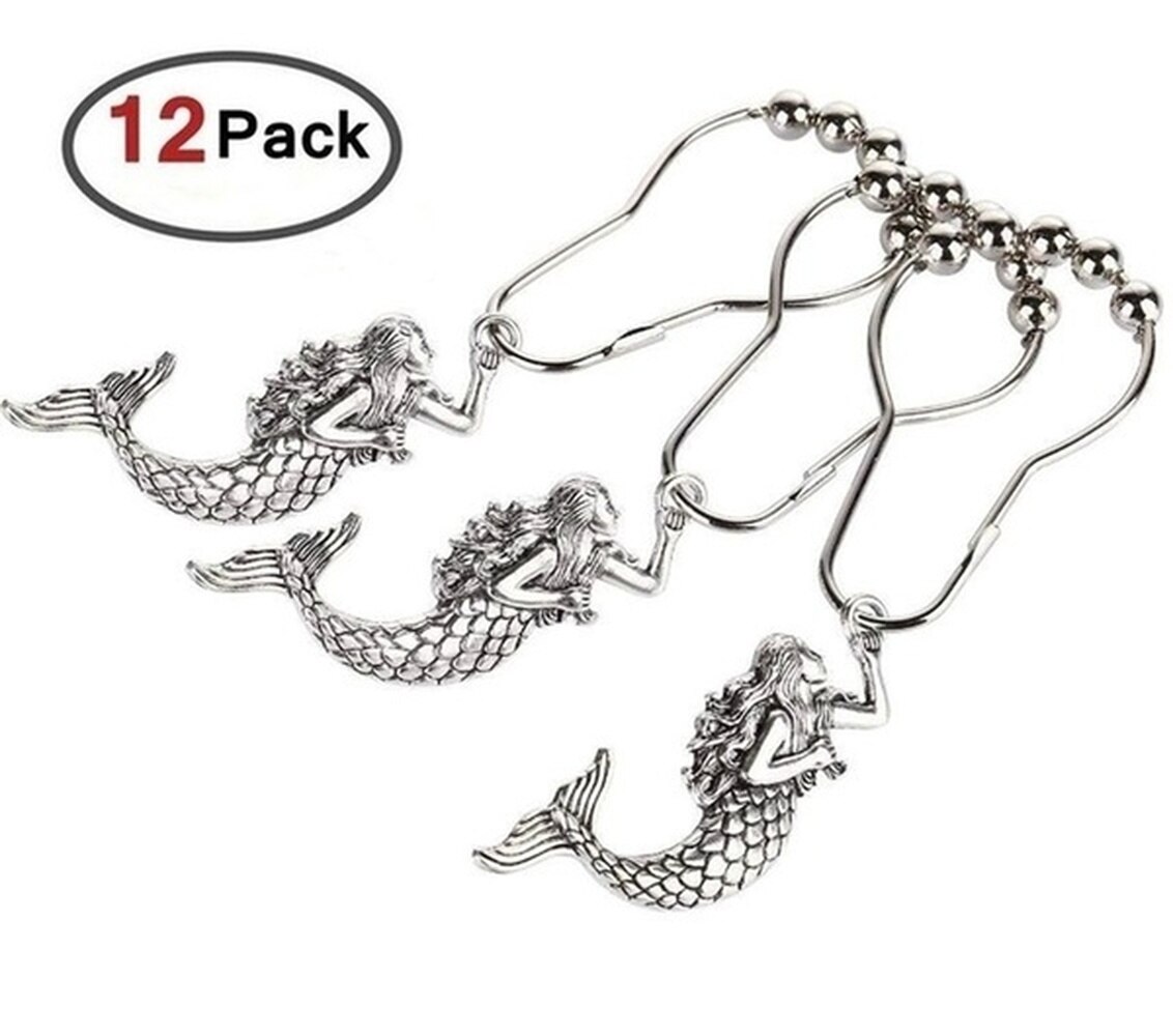 12 st duschdraperi dekorativa sjöjungfru krokar, rostfria dekorativa ...