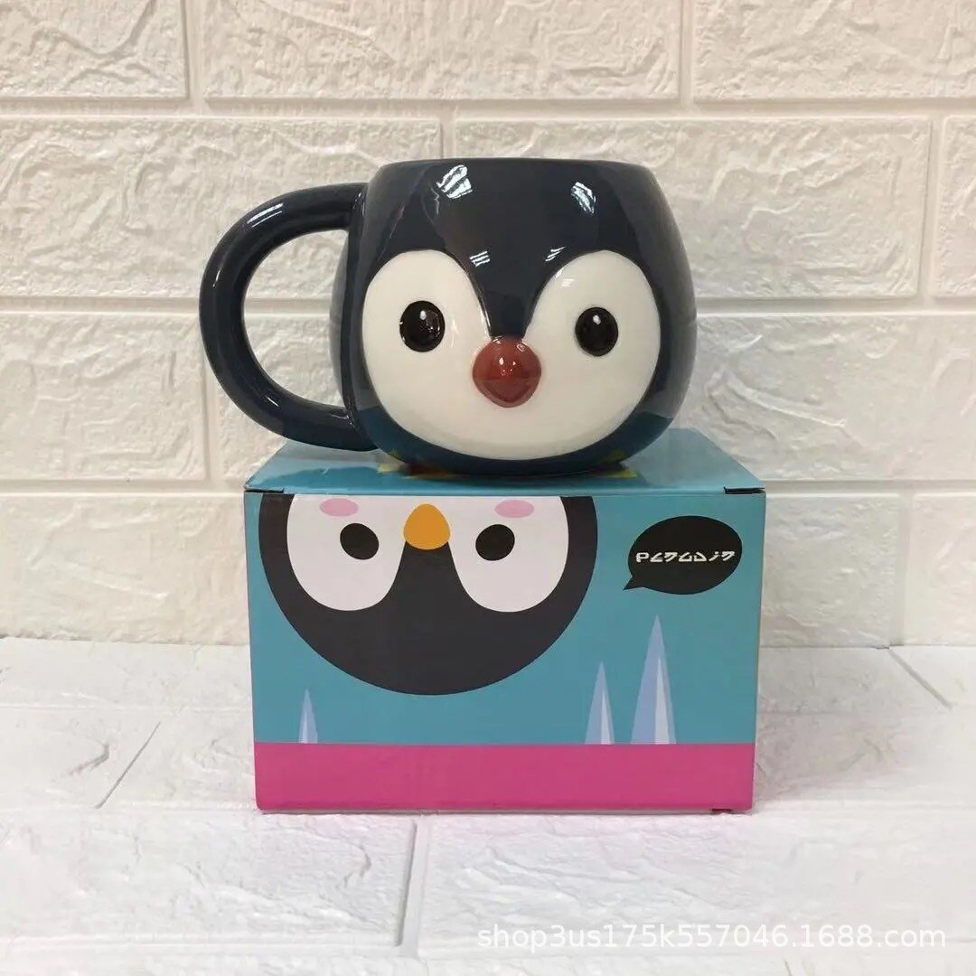 Penguin Handle Mug Raccoon Animal Household Cerami... – Grandado