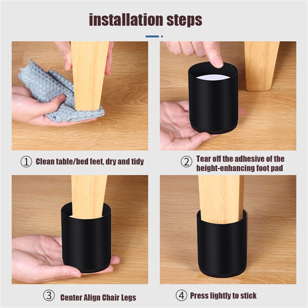 4 Pieces Round Desk Leg Risers Non-Slip Sofa Lifte... – Grandado