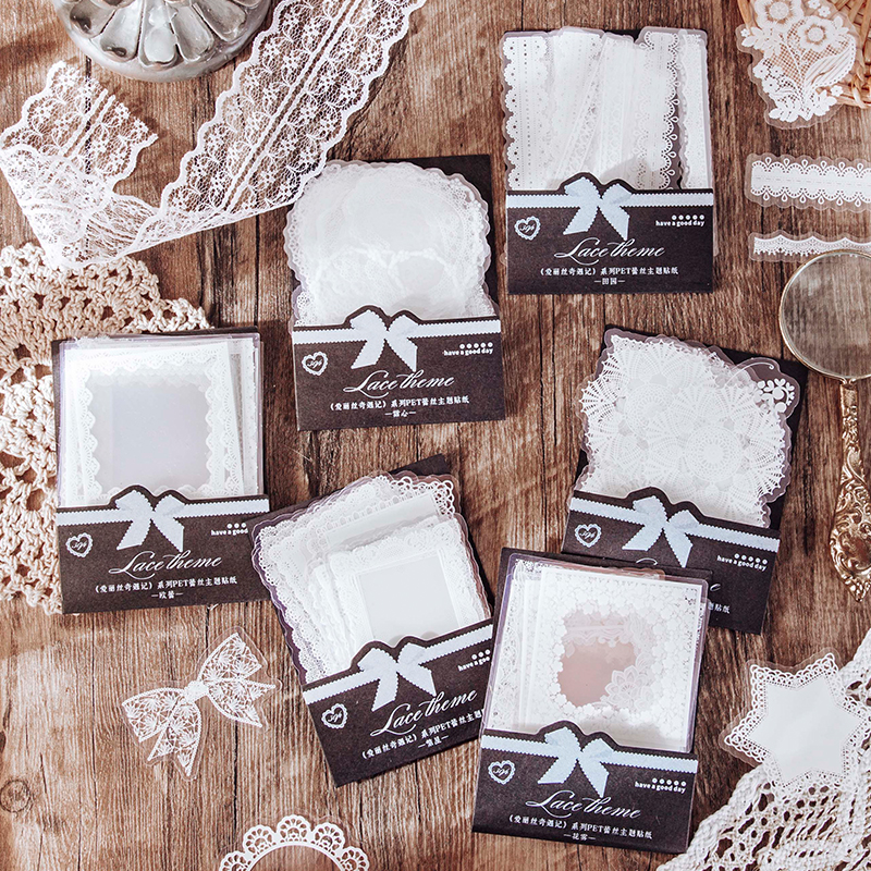 30 Pcs PET Lace Scrapbook Stickers Decorative Pape... – Grandado