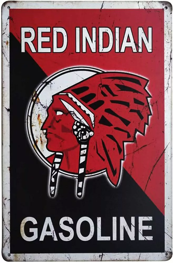 Red Indian Motor Oil Advert Vintage Retro Style Me... – Vicedeal