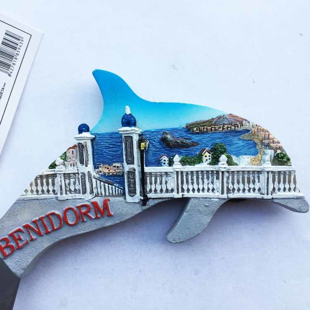 Benidorm, Spain Fridge Magnet Dolphin Landscape Bo... – Grandado
