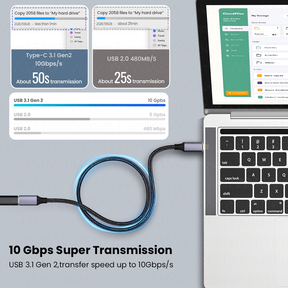 5A USB C Extension Cable Type C Extender Cord USB-... – Grandado