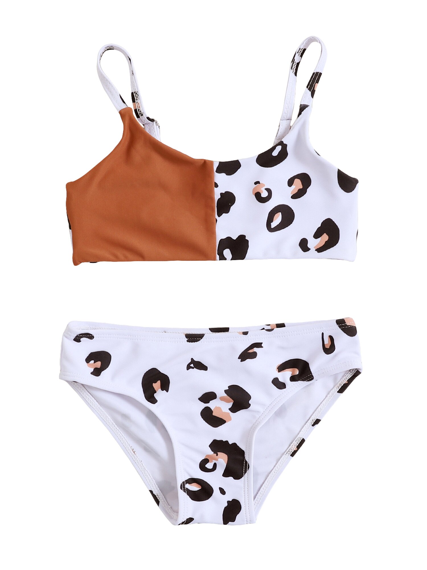 Patchwork Leopard Two Piece Kids Girls Swimwear Sl... – Grandado