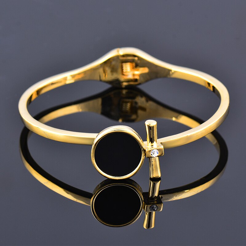 Sinleery Gewoon Ronde Black Metal Manchet Open Ban... – Grandado