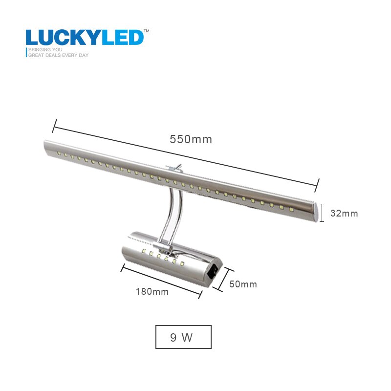GLÜCK LED Spiegel licht 9W 55cm AC 220V 110V edels... – Vicedeal
