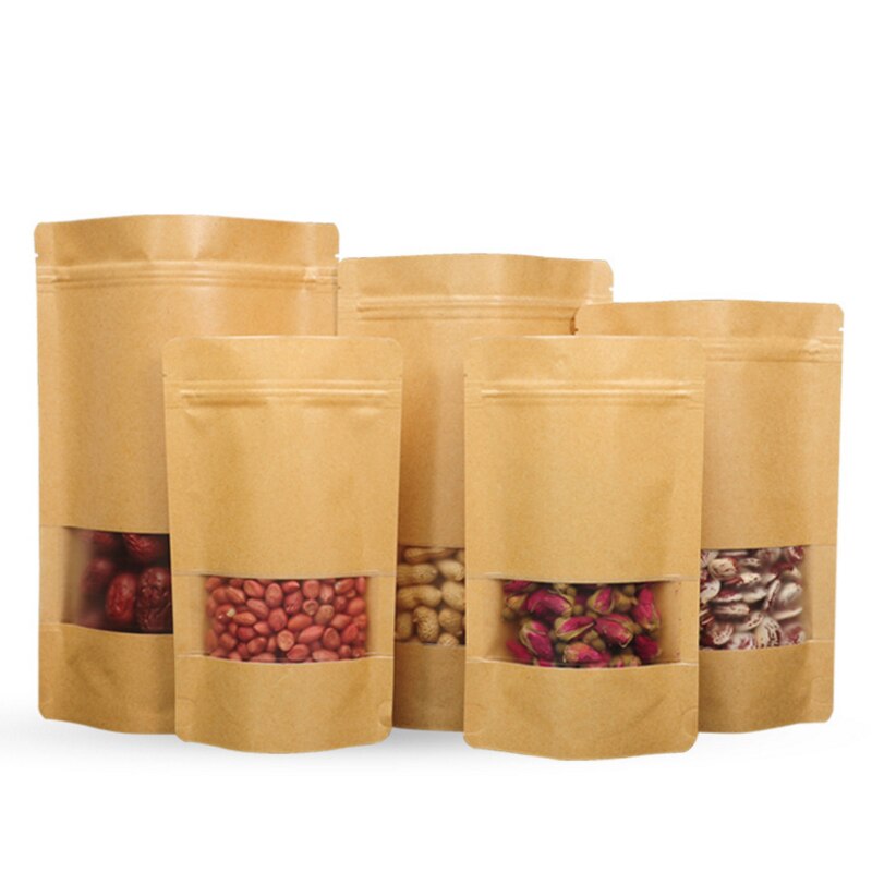 10Pcs/lot Kraft Paper Zipper Bag with Window Resea... – Grandado