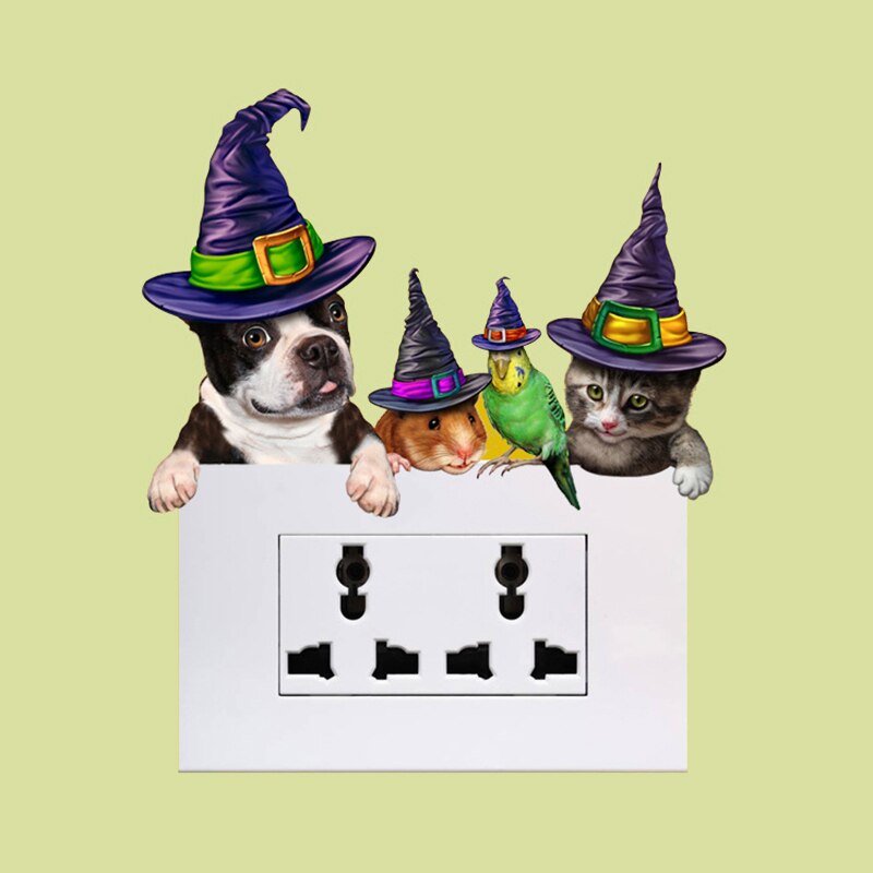 3D Gebroken Muur Muursticker Kitten Puppy Pompoen ... – Grandado