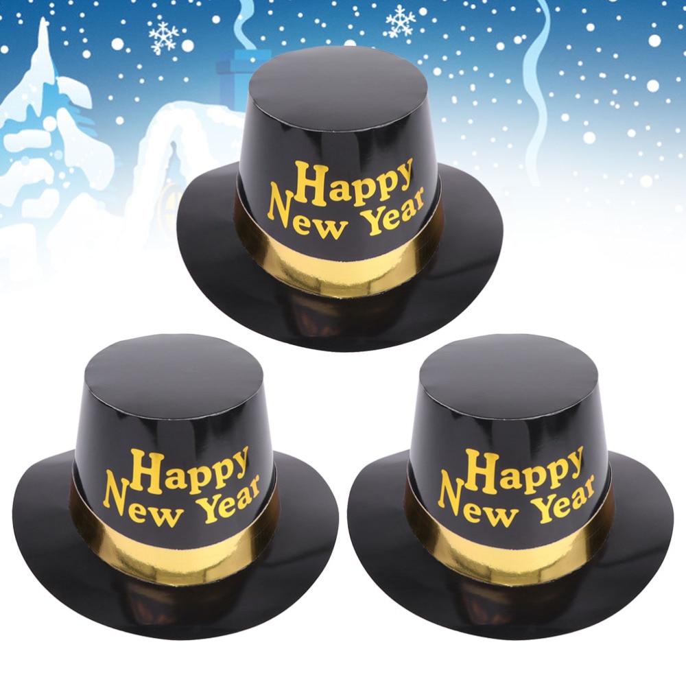 3pcs Party Cap Happy Year Letter Tophat Paper Hats... – Grandado