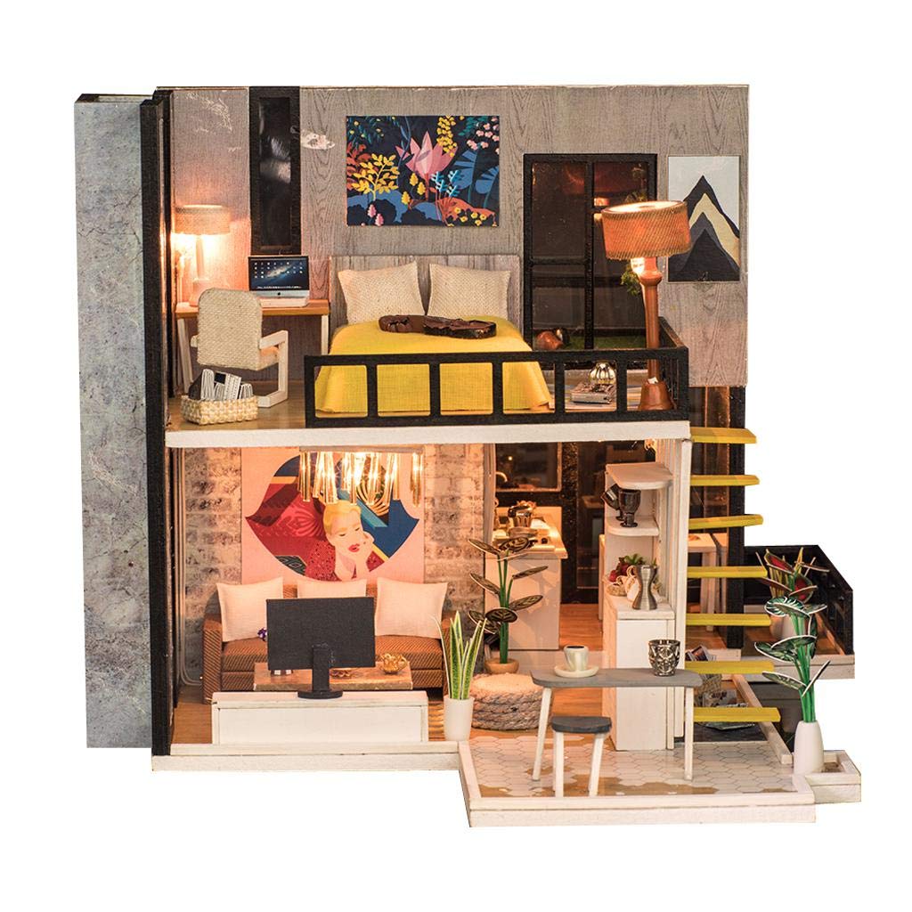 1/24 miniatur Dollhouse Kit DIY Haus Modell mit Li... – Grandado