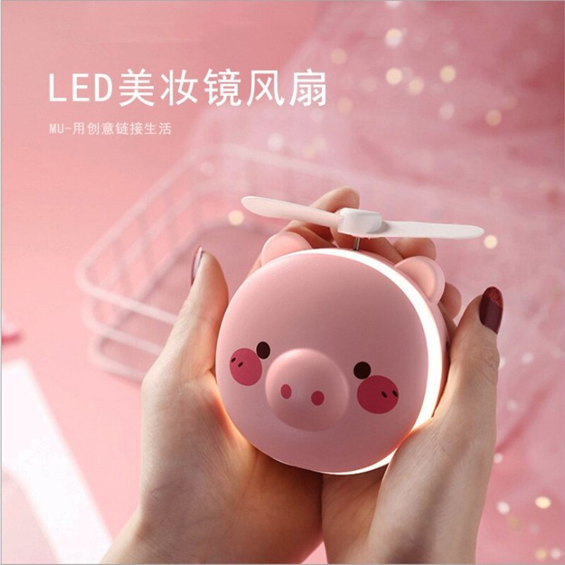 LED night light Makeup Mirror USB Chargeable Fan m... – Grandado