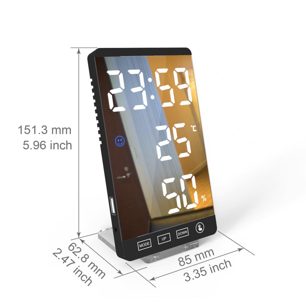 Alarm Clock Touch Button Mirror Surface Acrylic La... – Grandado