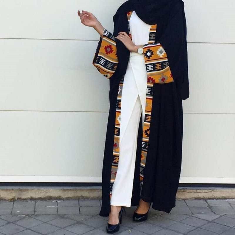 Print Dubai Abaya Kimono Muslim Women Patchwork Bl... – Vicedeal