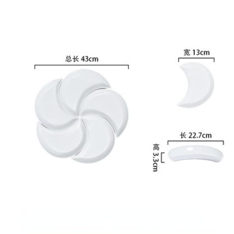 5 Pcs Kitchen Dinner Plates Crescent Shaped White ... – Grandado